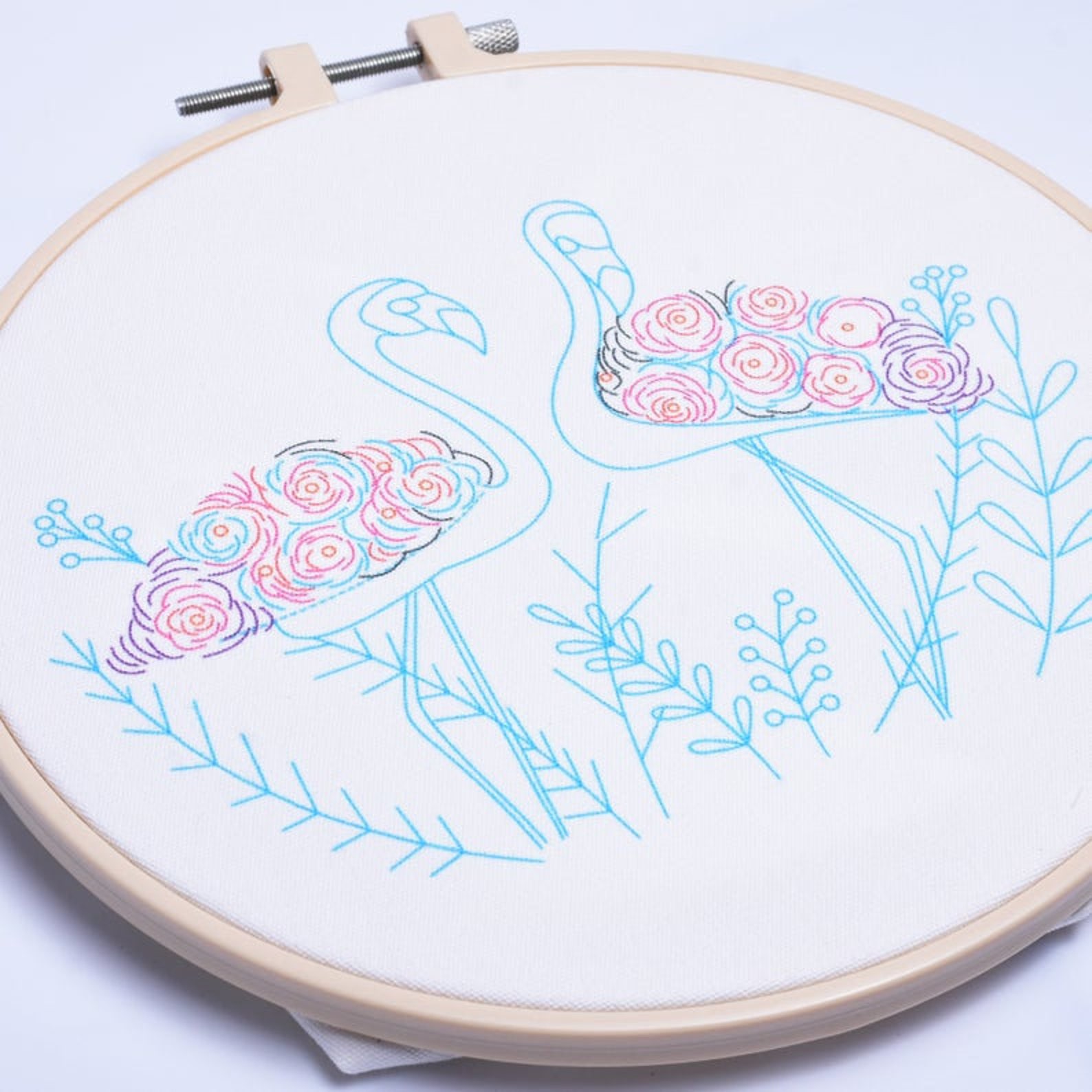 Embroidery Kit Full Kit,flamingo Embroidery Pattern,hand Embroidery Kit ...
