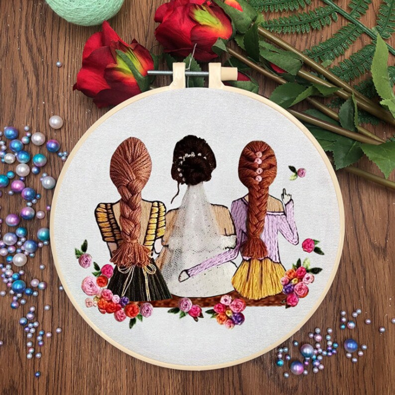 Diy Craft Kit|young Girl Embroidery Kit Beginner|diy Embroidery Hoop ...