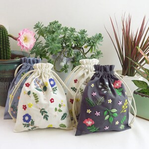 Floral Beginner Embroidery Kit Drawstring Backpack, Hand Embroidery ...