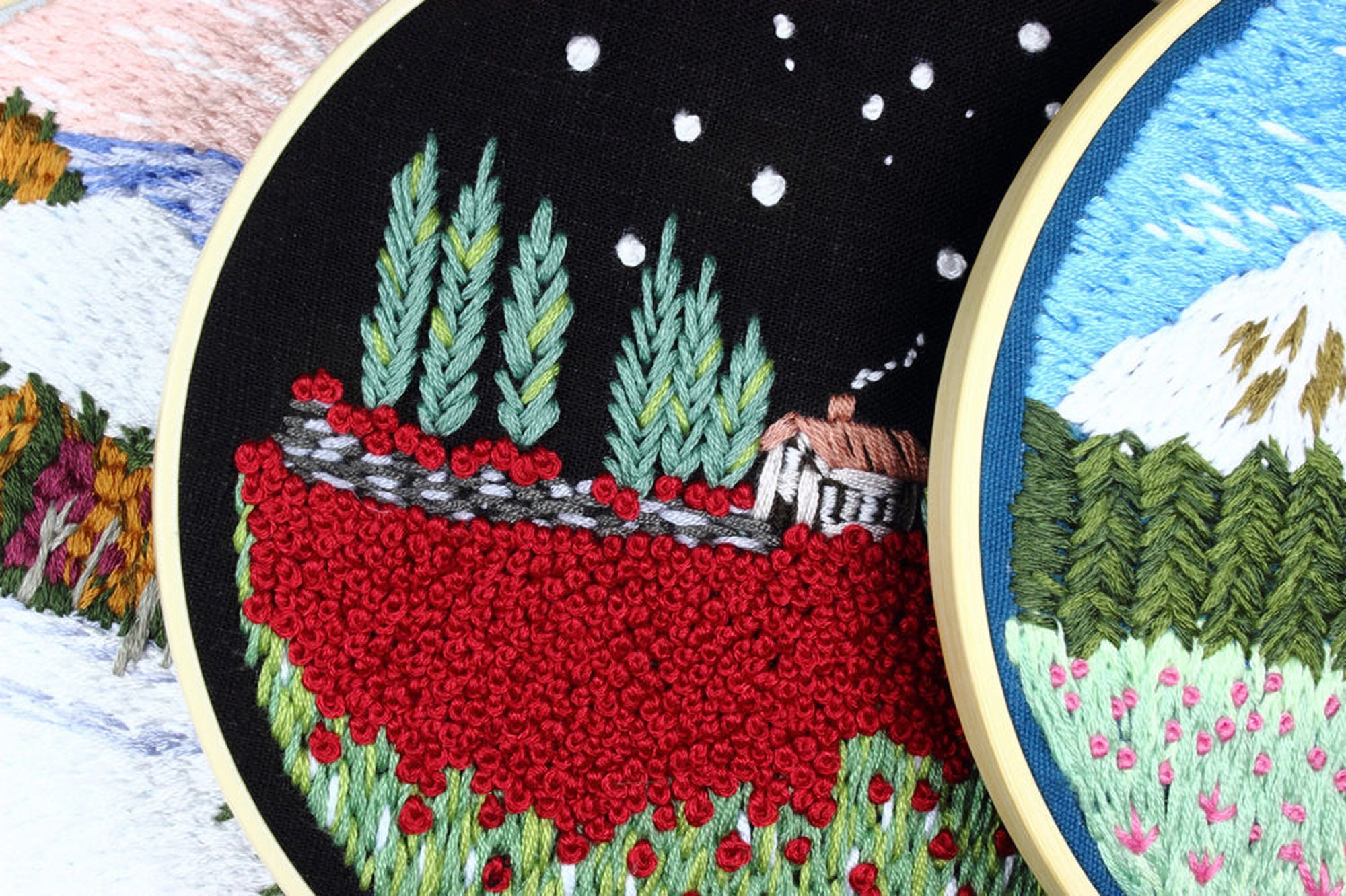 Beginner Embroidery Kit | Modern Scenery Embroidery Kit | Hand ...