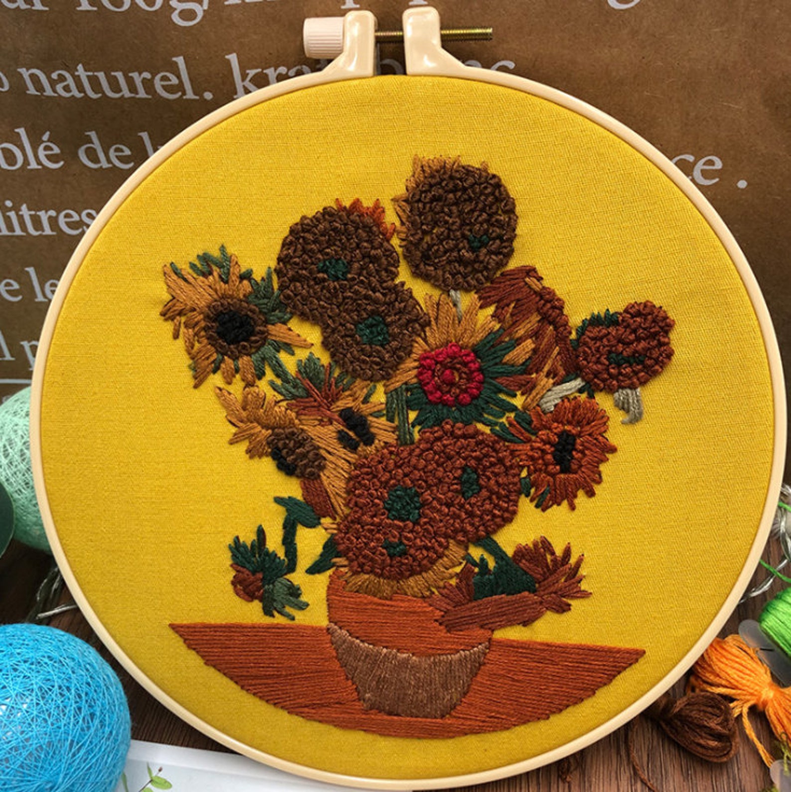 Van Gogh Flower Embroidery Kit diy Embroidery Full Kitdiy - Etsy