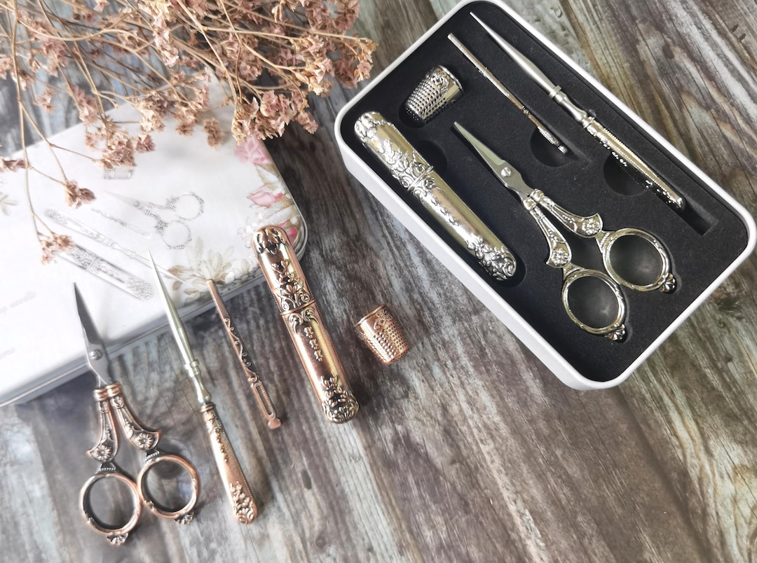 5 PCS Vintage Style Embroidery Kit,sewing Kit,victorian Needlework Kit ...