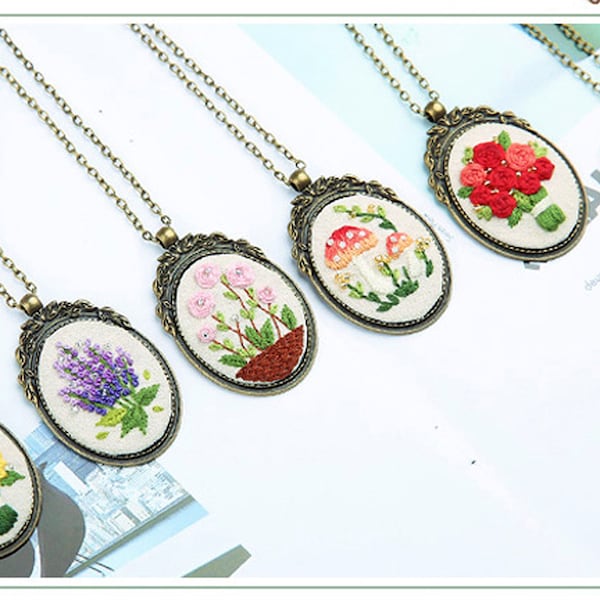 Embroidered Necklace - Etsy