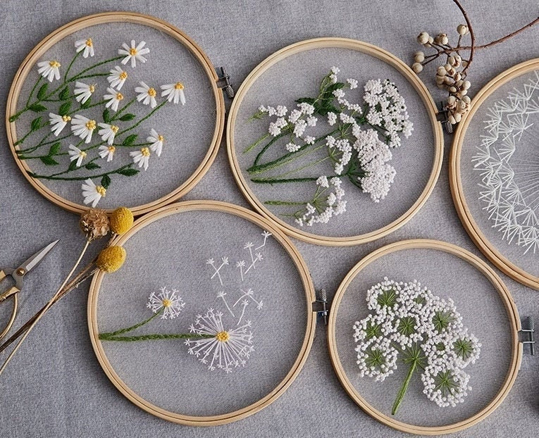 Sewing & Needlecraft Transparent Embroidery DIY Gift Classical Flower ...