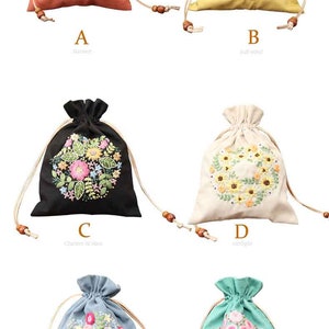 Hand Embroidery Drawstring Bag,floral Beginner Embroidery Kit ...