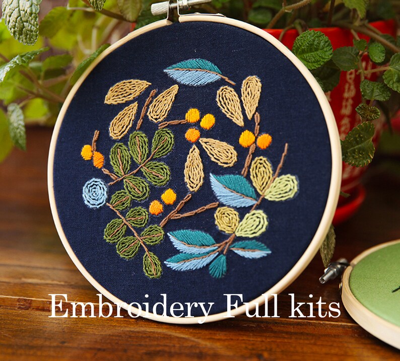 Embroidery Pattern Hand Embroidery Kit DIY Kit Modern Floral - Etsy