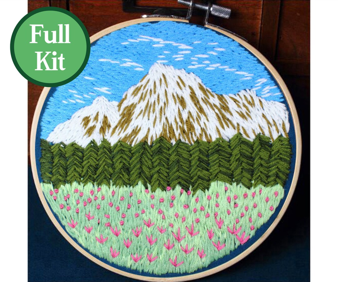 Beginner Embroidery Kit | Modern Scenery Embroidery Kit | Hand ...