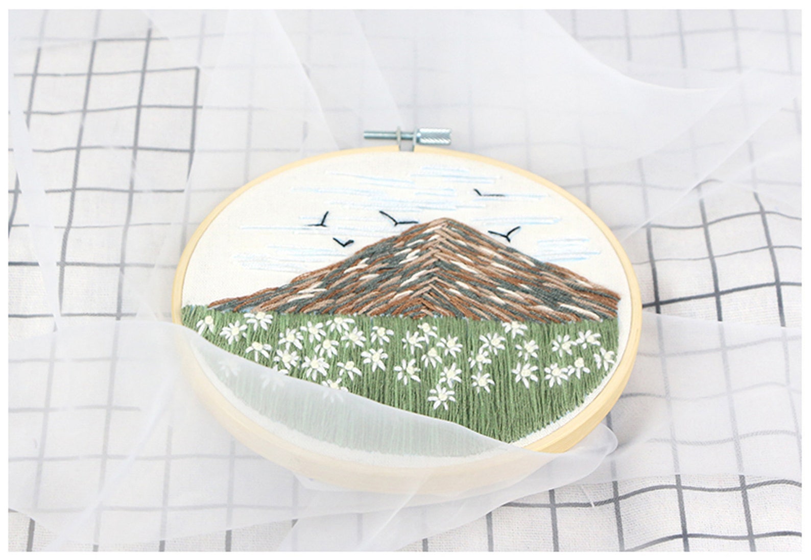 Beginner Scenery Embroidery Kit Modern Flower Pattern Hand | Etsy