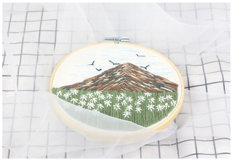 Beginner Scenery Embroidery Kit Modern Flower Pattern Hand - Etsy