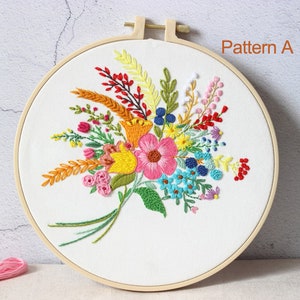 Floral Beginner Embroidery Kit-diy Craft-modern Flower Plant Hand ...