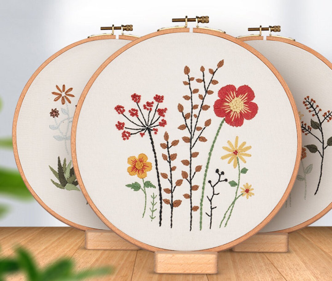 Plants Hand Embroidery Kit,diy Embroidery Full Kit,modern Floral ...