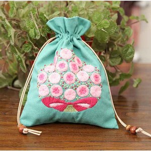 Hand Embroidery Drawstring Bag,floral Beginner Embroidery Kit ...