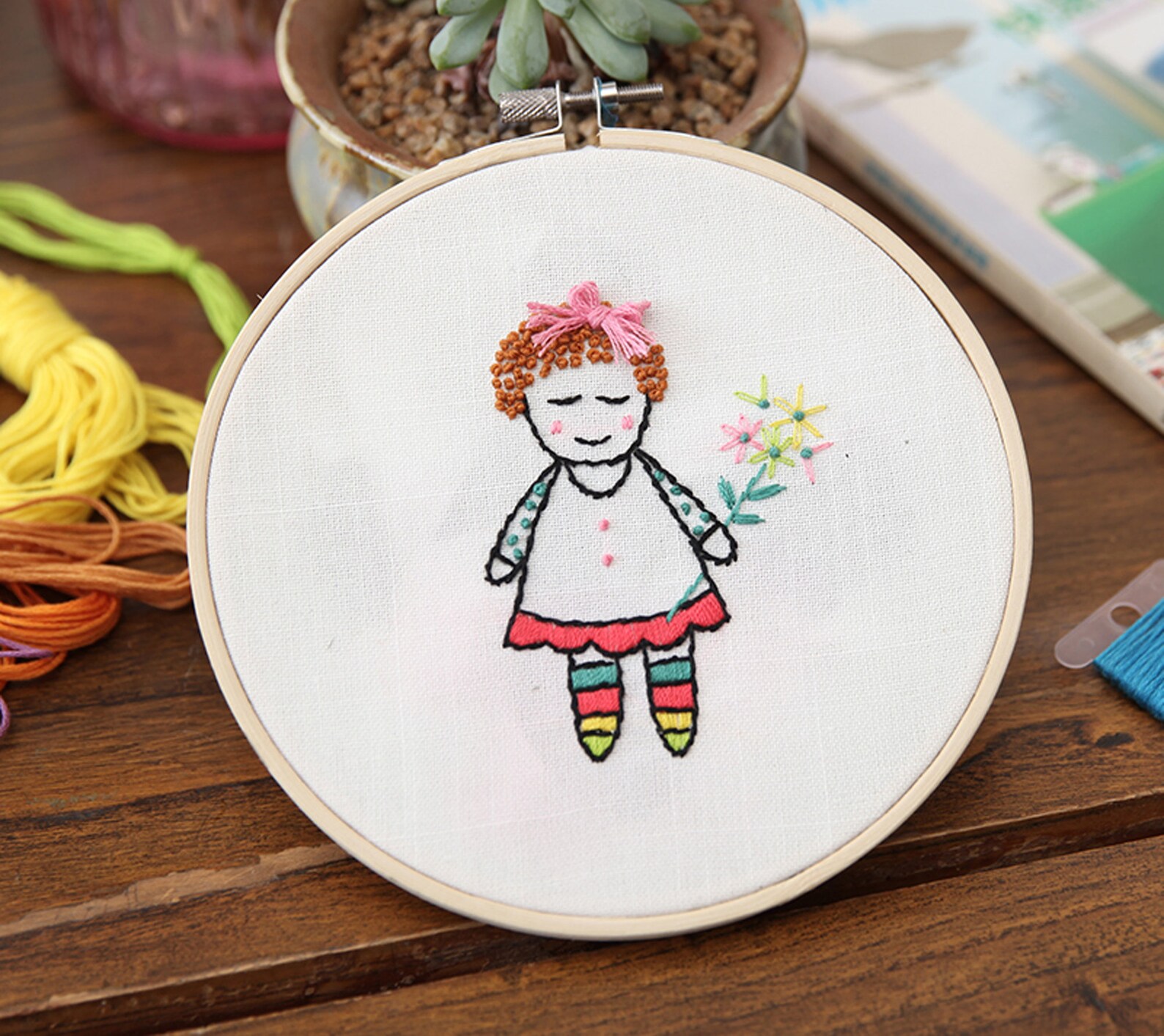 Hand Embroidery Kit Flower Skirt Girl Embroidery Kit Beginner ...