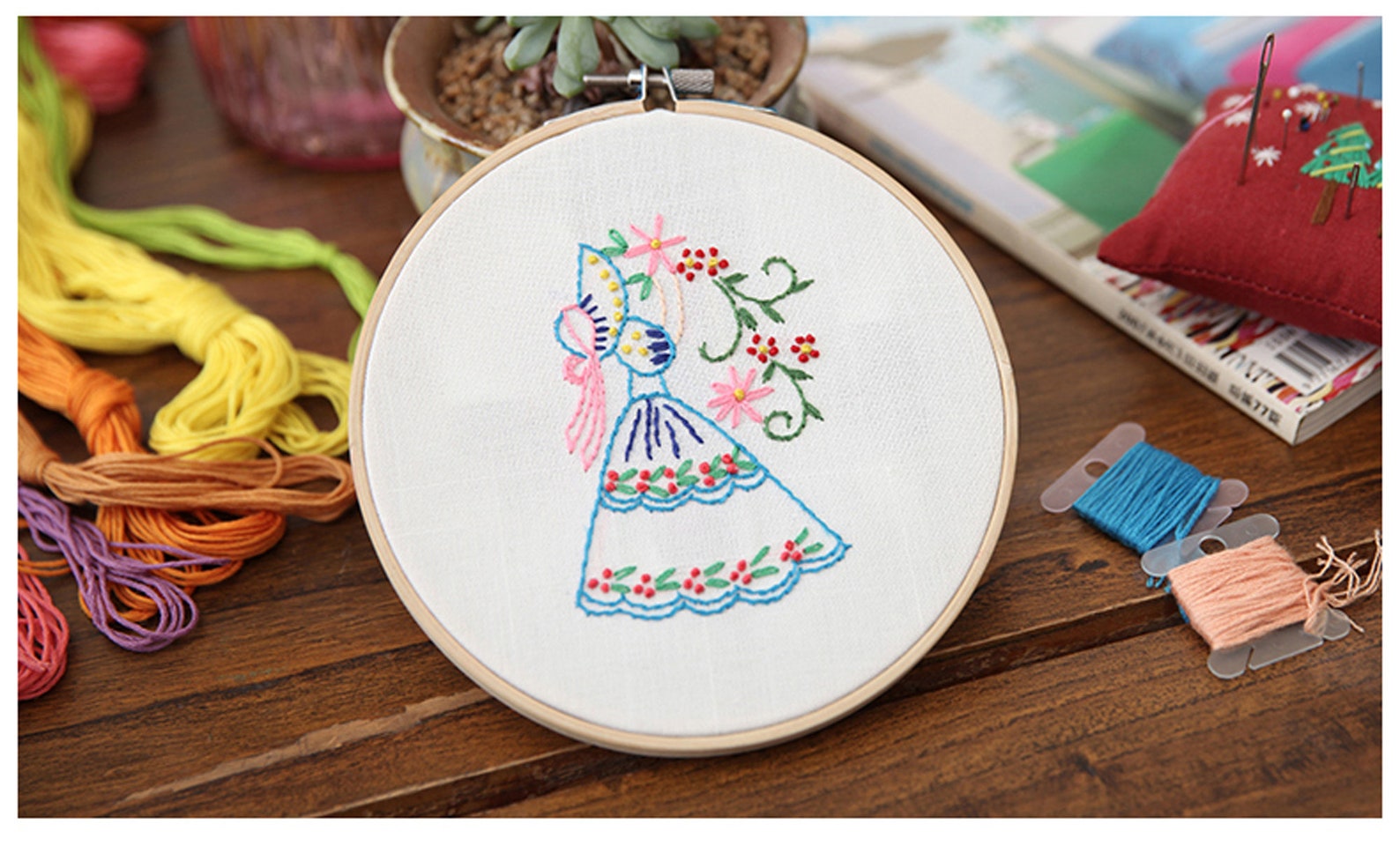 Hand Embroidery Kit Flower Skirt Girl Embroidery Kit Beginner ...