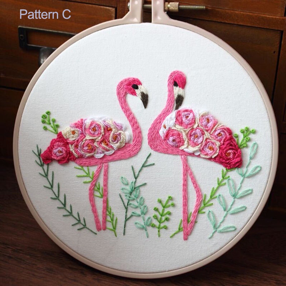 Embroidery Kit Full Kitflamingo Embroidery Patternhand | Etsy