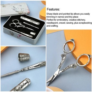5 PCS Victorian Sewing Tool Set With Scissor Thimble, Vintage ...