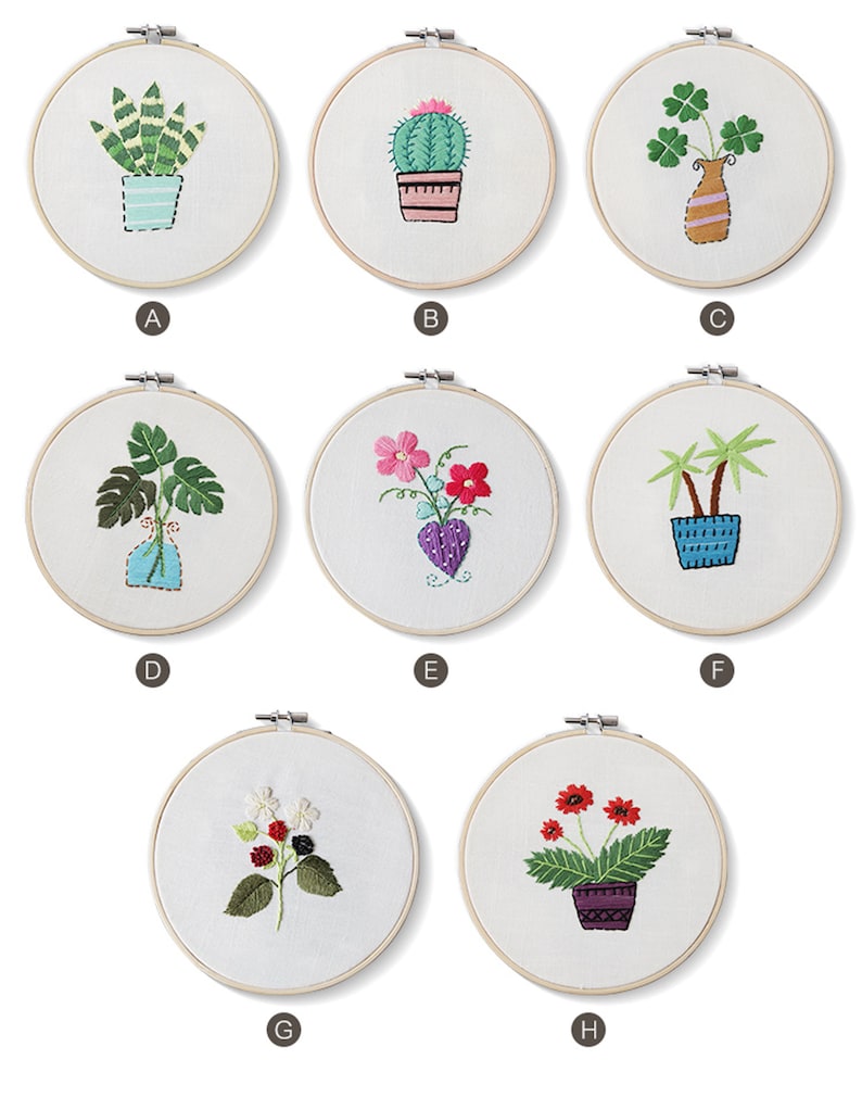 Plants Embroidery Kit For Beginner Modern Embroidery Kit | Etsy