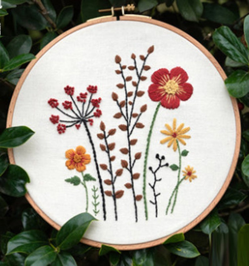 Plants Hand Embroidery Kitdiy Embroidery Full Kitmodern | Etsy