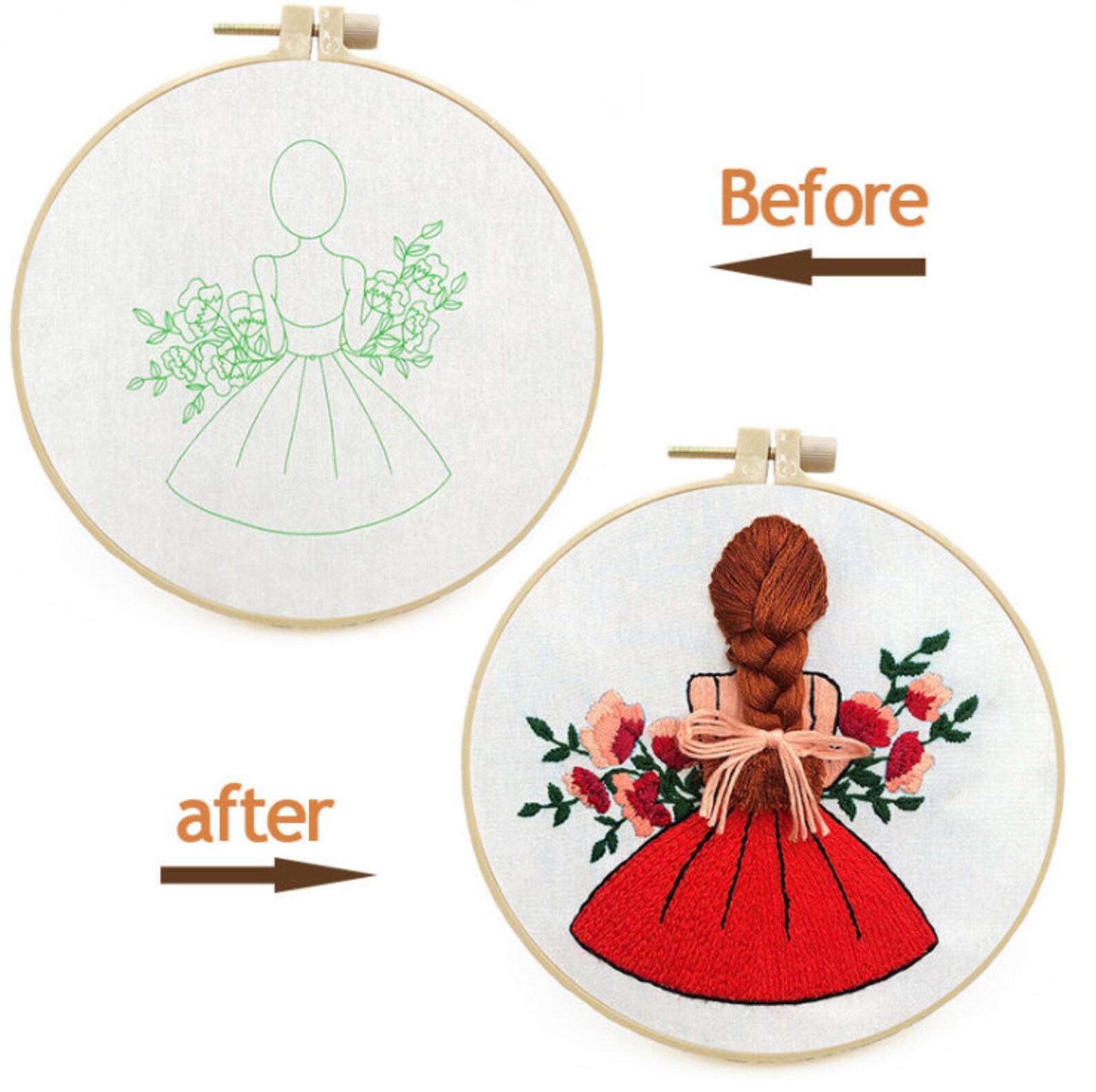 Diy Craft Kit|young Girl Embroidery Kit Beginner|diy Embroidery Hoop ...