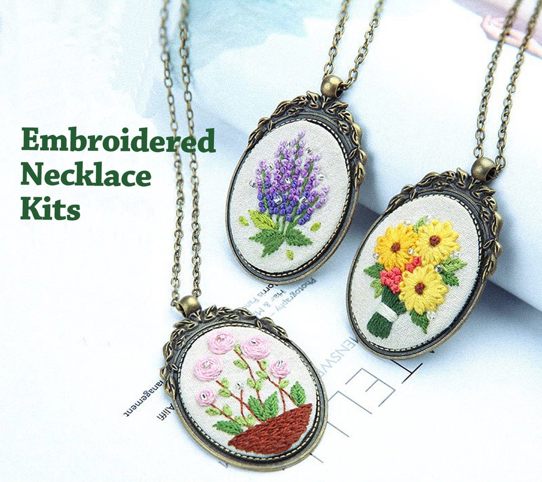 Embroidery Kit Handmade Embroidered Necklace-mini Embroidery Kit ...
