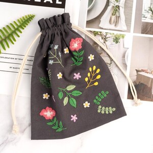 Floral Beginner Embroidery Kit Drawstring Backpack, Hand Embroidery ...