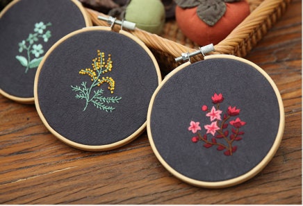 Diy Embroidery kit beginner-Modern Flower Plant Hand | Etsy