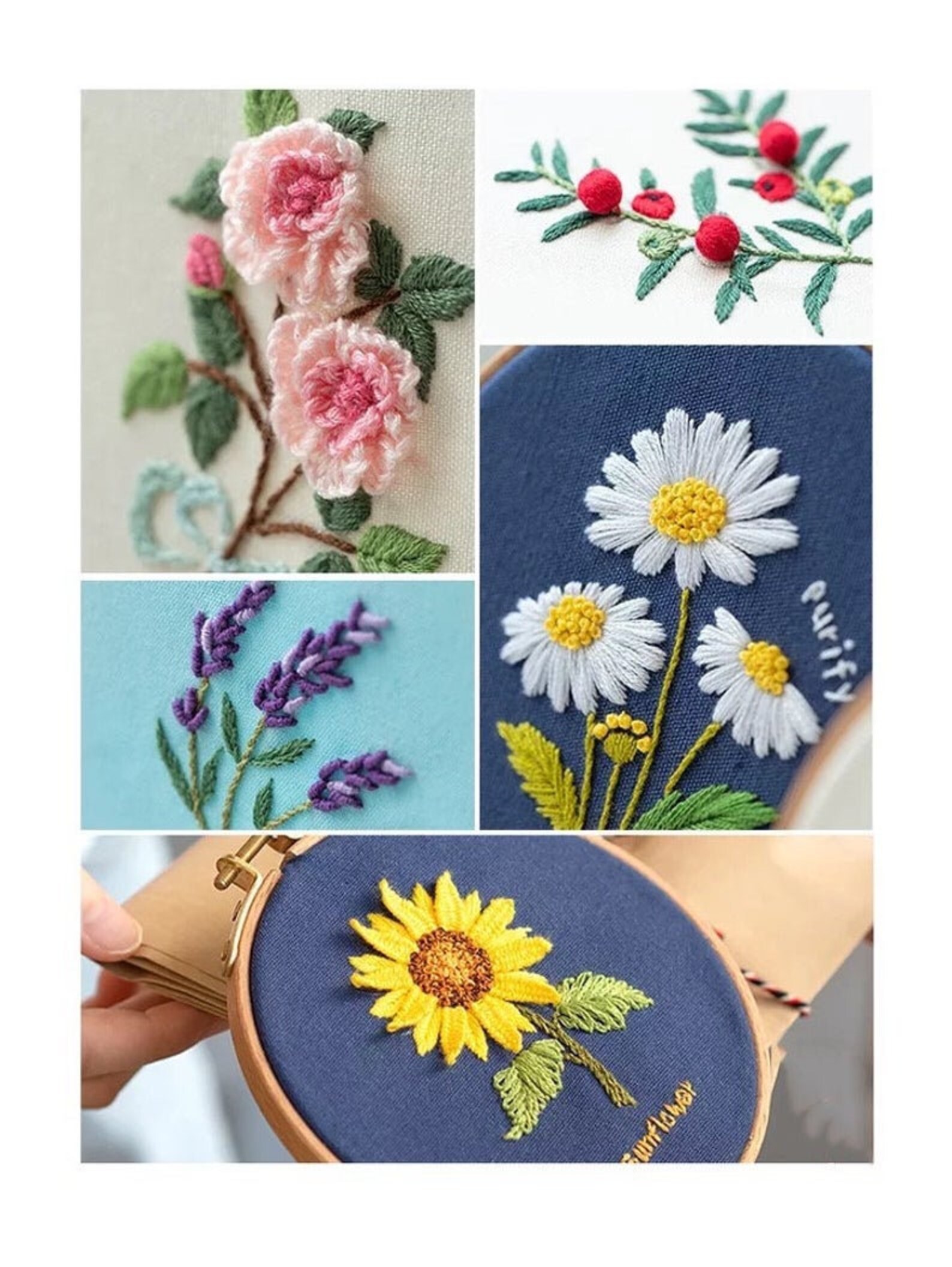 Embroidery Kit for Beginner|floral Embroidery Kit With Pattern ...