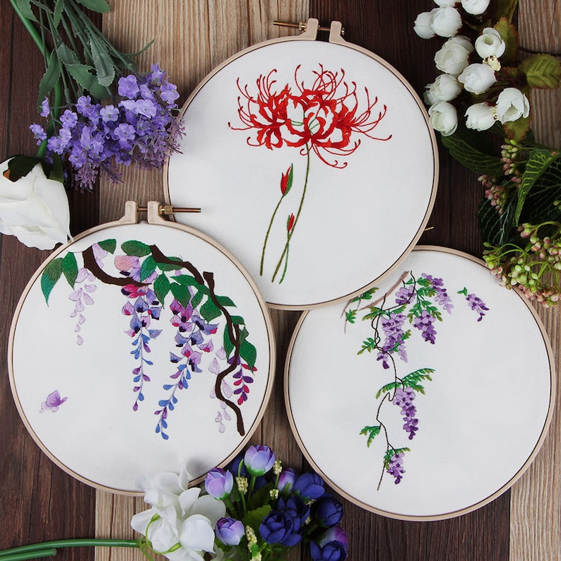 Embroidery kit flowers Beginner Embroidery Kit Modern Flower | Etsy