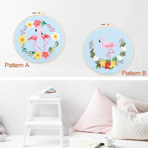 Embroidery Kit Full Kit,flamingo Embroidery Pattern,hand Embroidery Kit ...