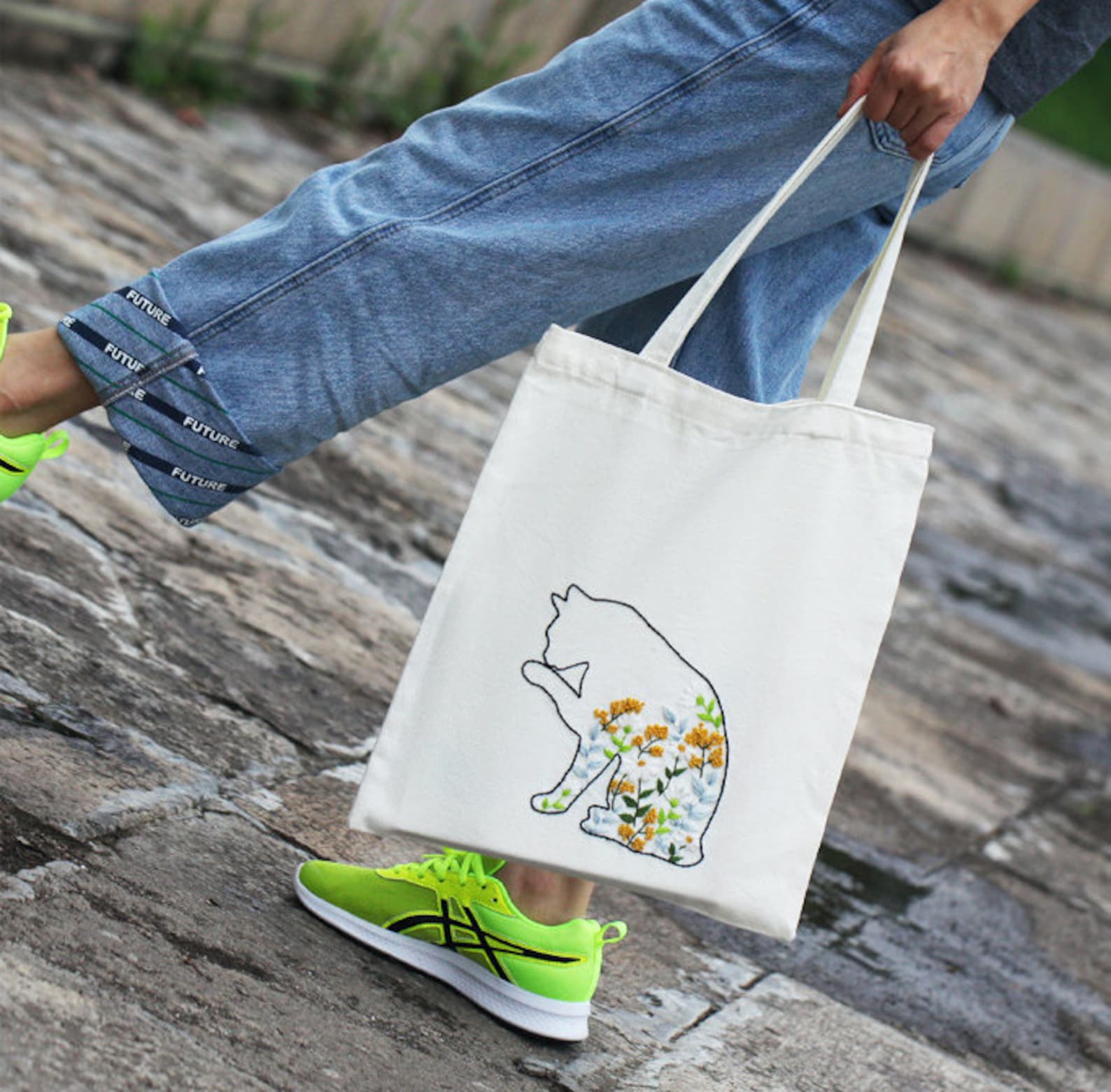 Beginner Canvas Tote Bagembroidery Kit Canvas Bagmodern - Etsy