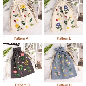 Floral Beginner Embroidery Kit Drawstring Backpack, Hand Embroidery ...