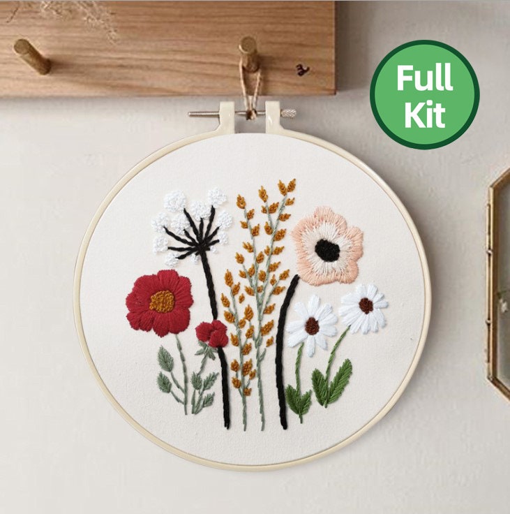Diy Plant Embroidery Kit Beginner Hand Embroidery Full Kit - Etsy