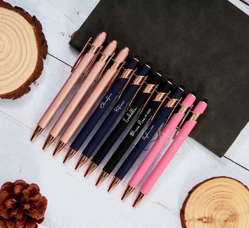 Personalized Luxurious Soft Touch Rose Gold Pen, Rubberized Soft Touch ...