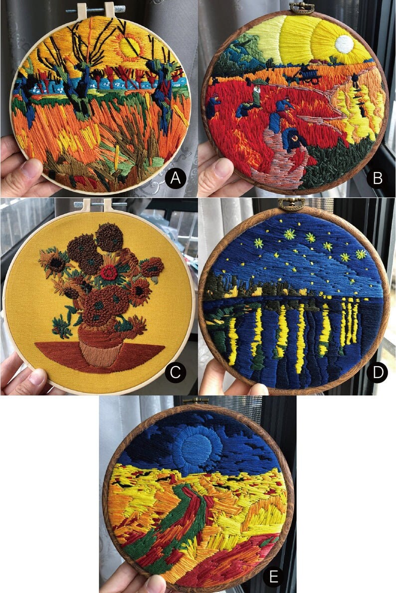 Van Gogh Flower Embroidery Kit diy Embroidery Full Kitdiy - Etsy