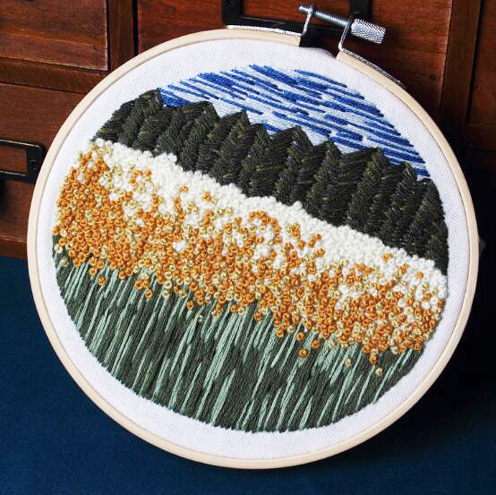 Beginner Scenery Embroidery Kit Modern Flower Pattern Hand | Etsy