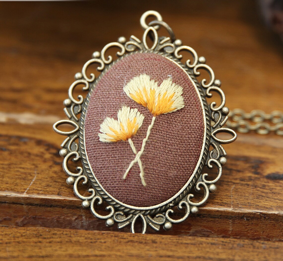 Beginner Embroidery Kit Embroidered Necklace|embroidered Jewelry ...