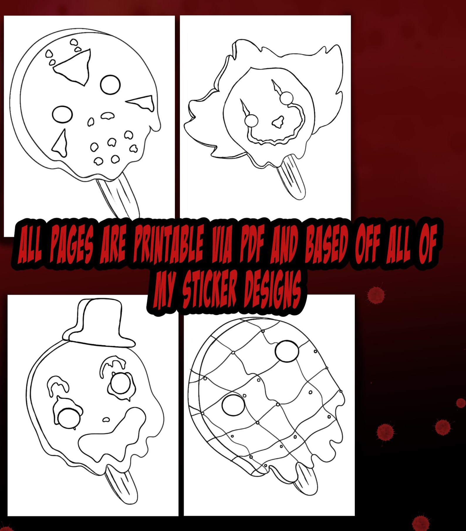 Scary Popsicles PDF Coloring Pages - Etsy