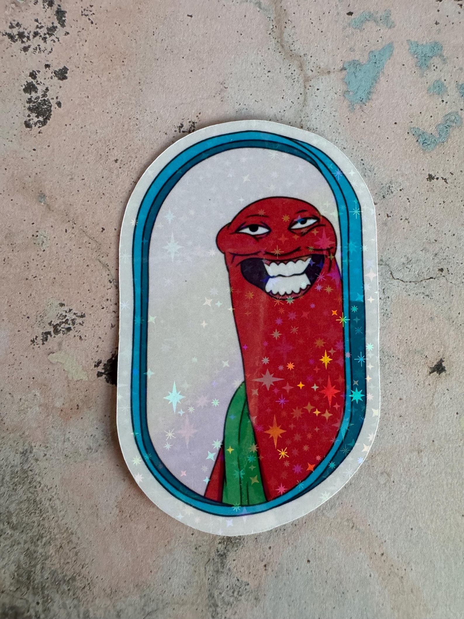 Holographic Alan Smile Sticker - Etsy