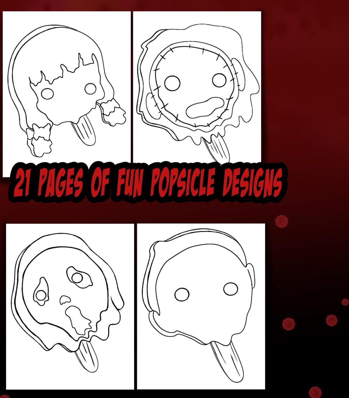 Scary Popsicles PDF Coloring Pages - Etsy