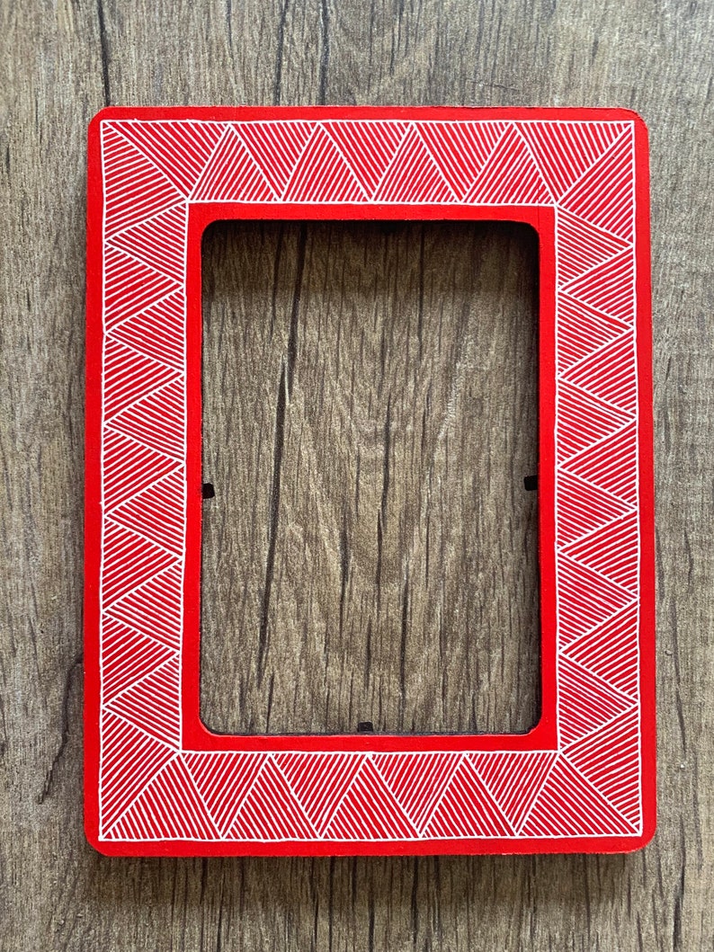 Hand Painted Wooden Frame Aipan Art Acrylic Painting Indian Art Home ...