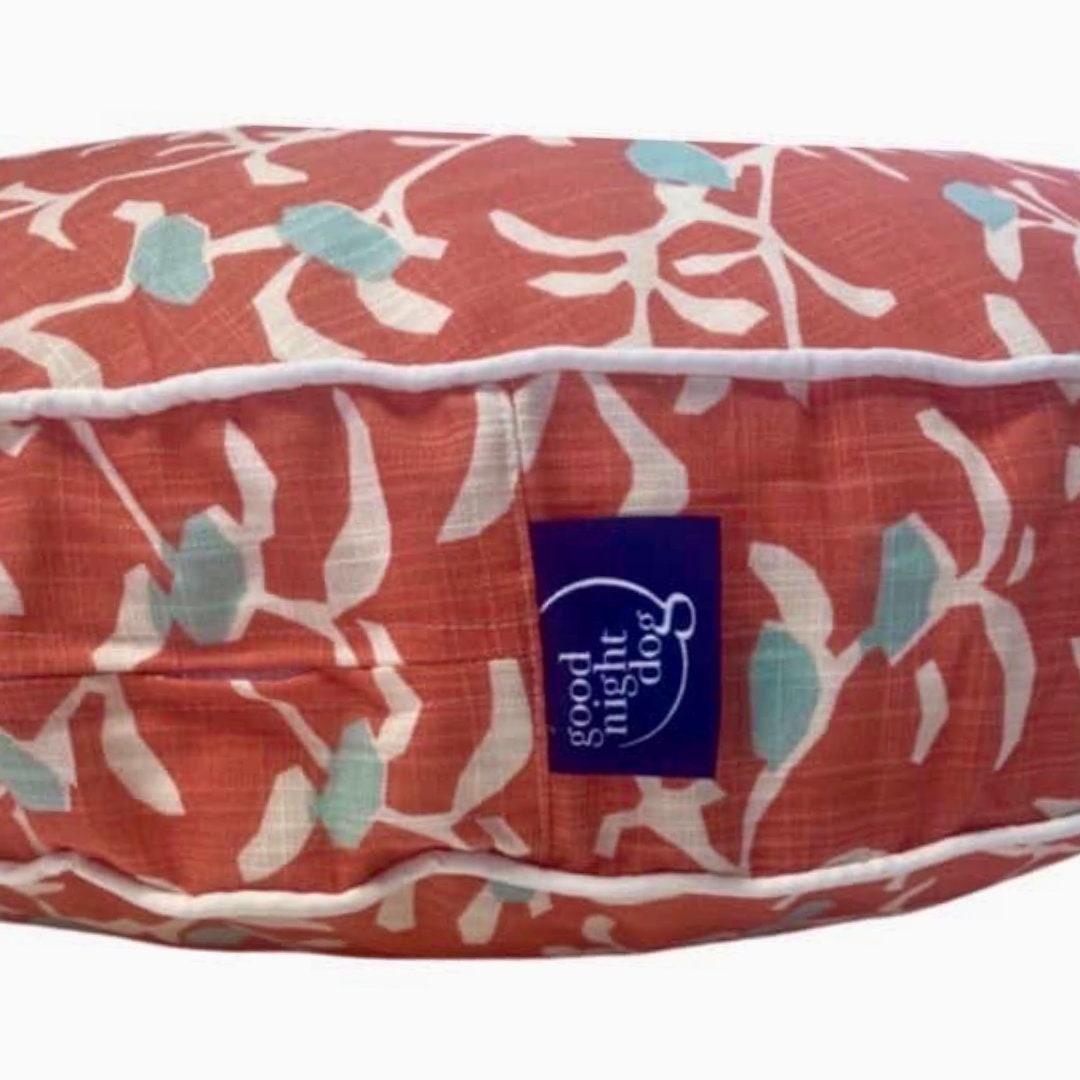 Cotway Round Dog Bed Orange, Orange Turquoise Floral Dog Bed in 3 Sizes ...