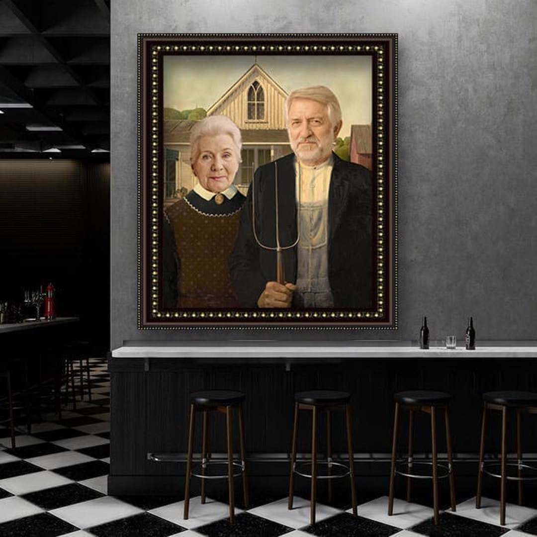 Custom American Gothic Couple Portrait From Your Photoscustom - Etsy