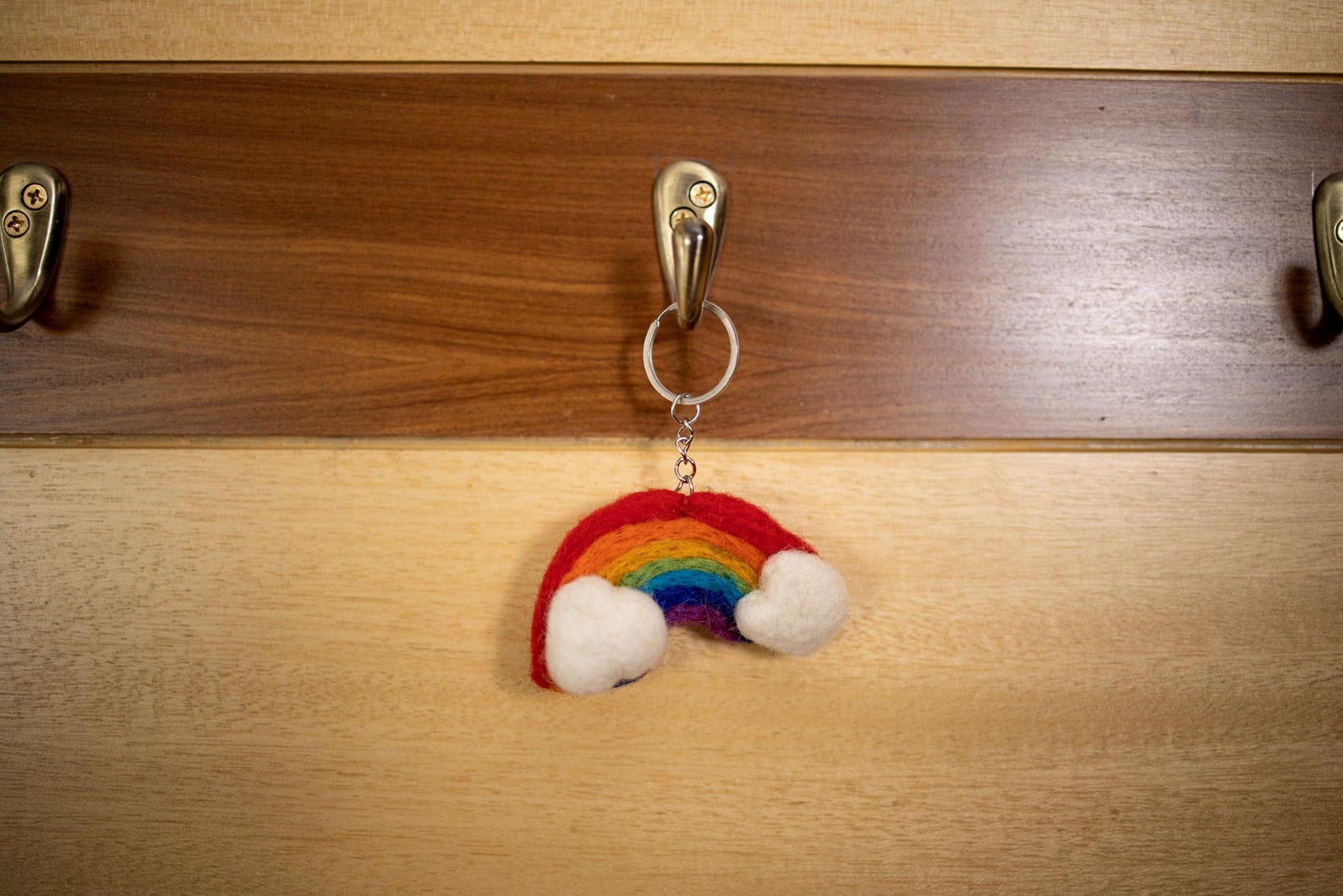 Felted Rainbow Keychain: Handmade 100% Wool Keyring Gift - Etsy