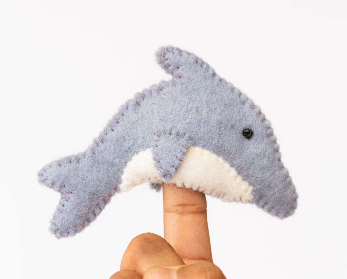 Felted Dolphin Finger Puppet: 100% New Zealand Wool, Handmade Kids Toy ...