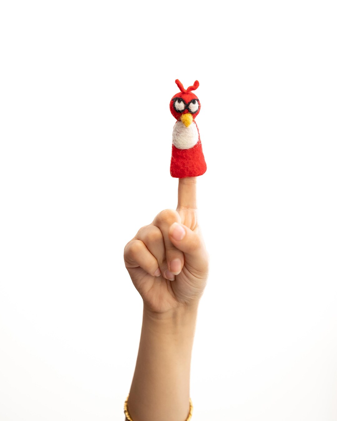 Felted Finger Puppet Red Bird, 100% New Zealand Wool, Needle Felted ...