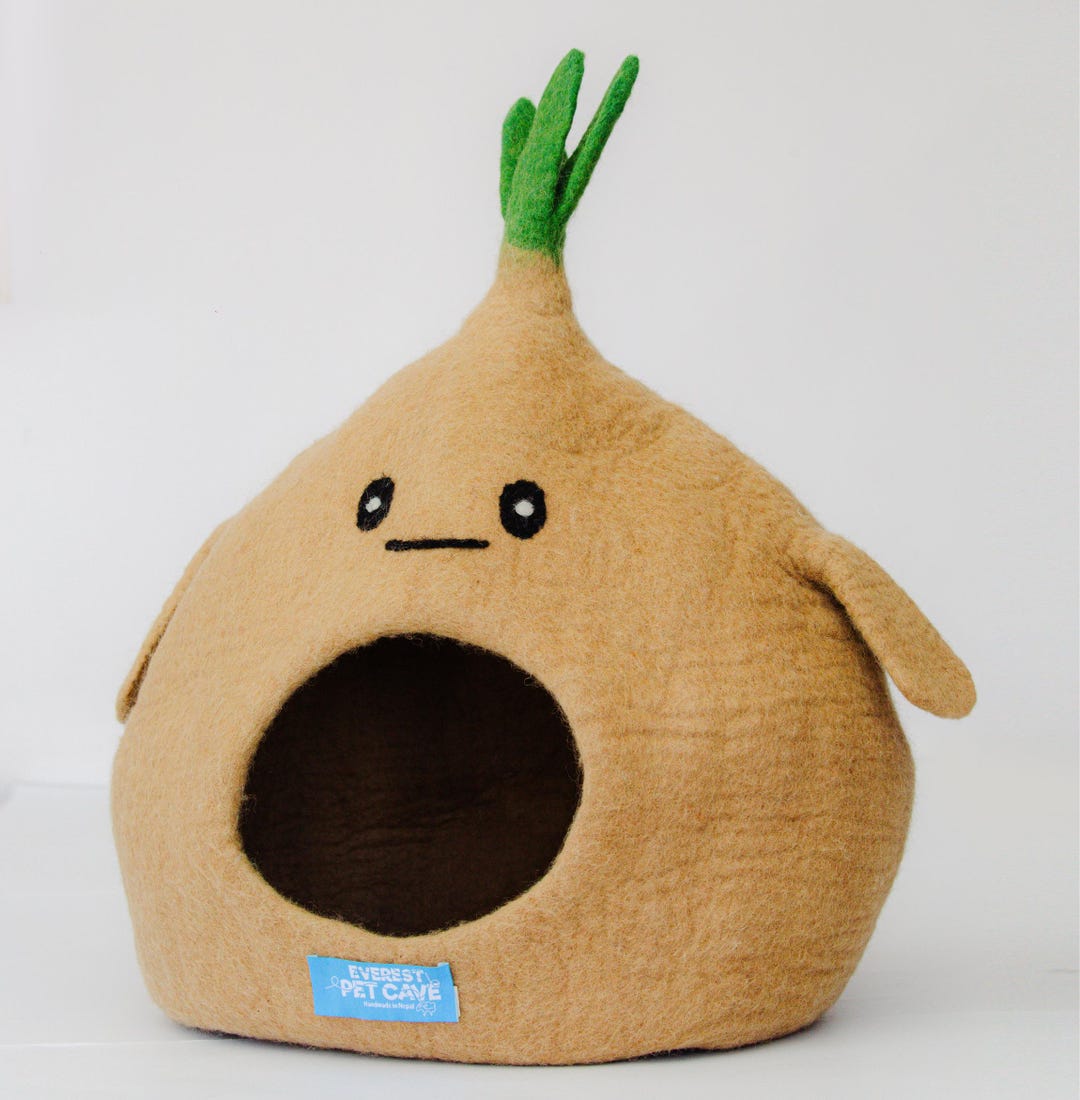 Turnip Wool Cat Bed: Handmade Felted New Zealand Wool Pet Cave - Etsy