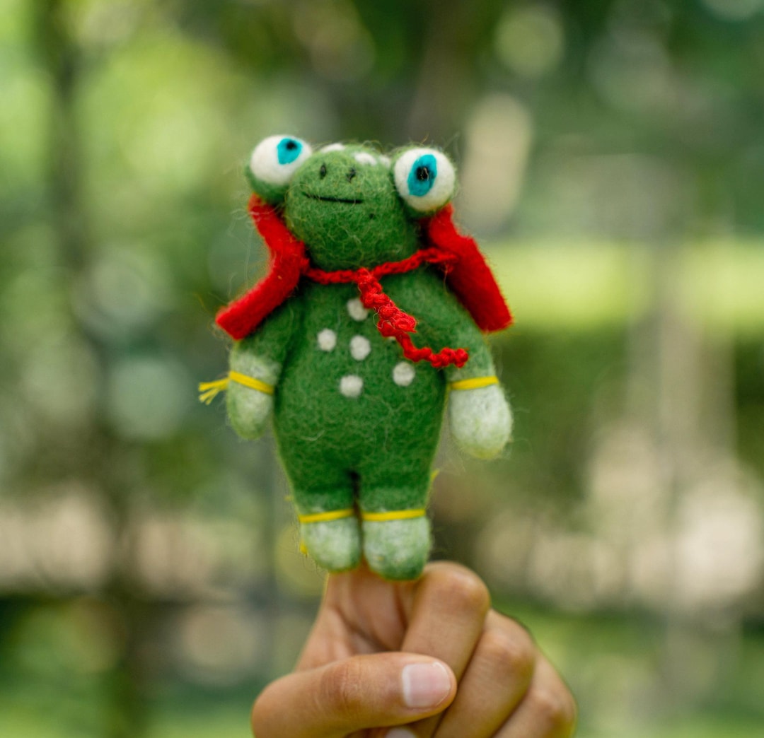 Felted Finger Puppet Magician Frog, Needle Felted, Storytelling for ...