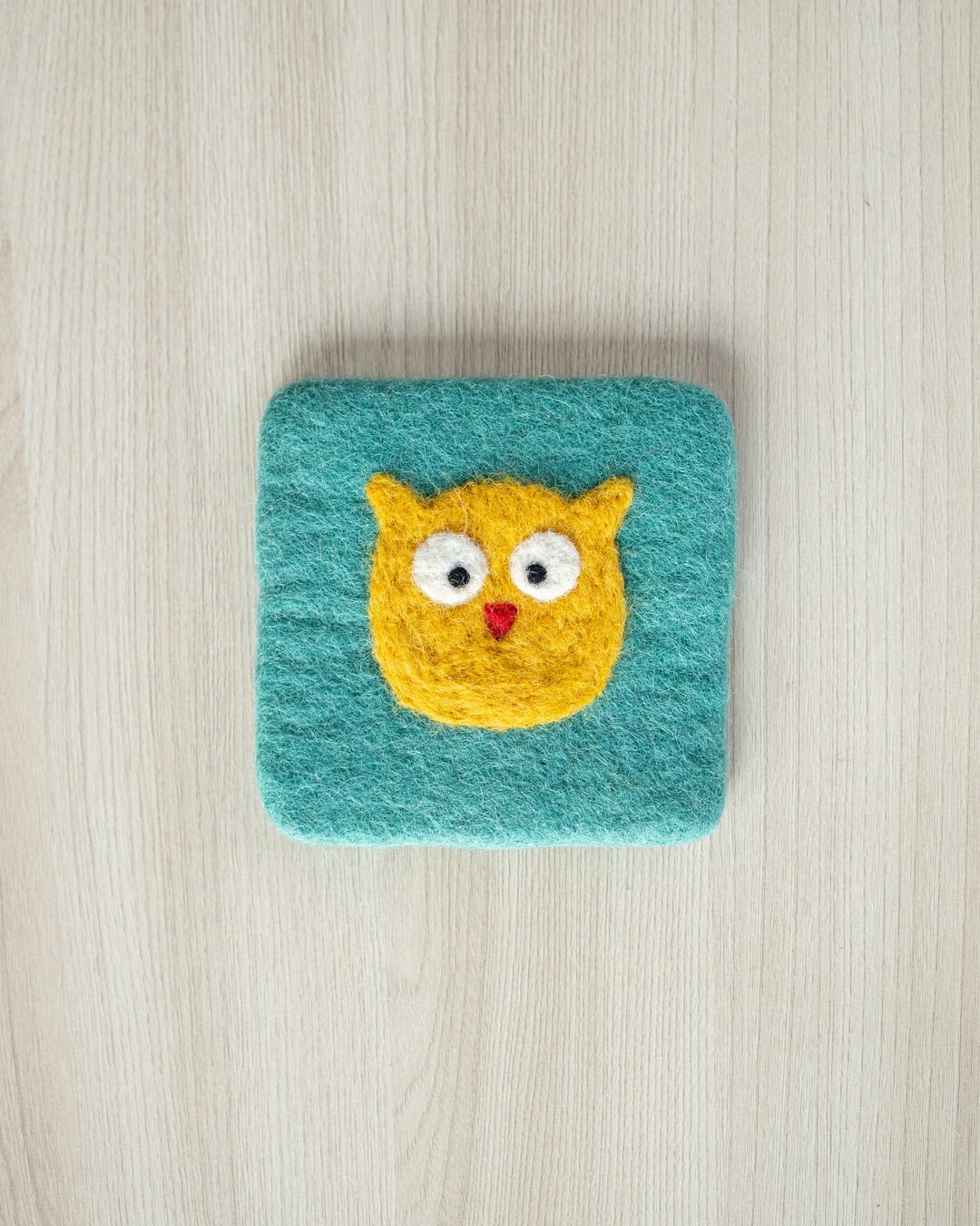 Owl Coaster 100% Wool, Felted Coaster With Designs, Water Absorbent ...