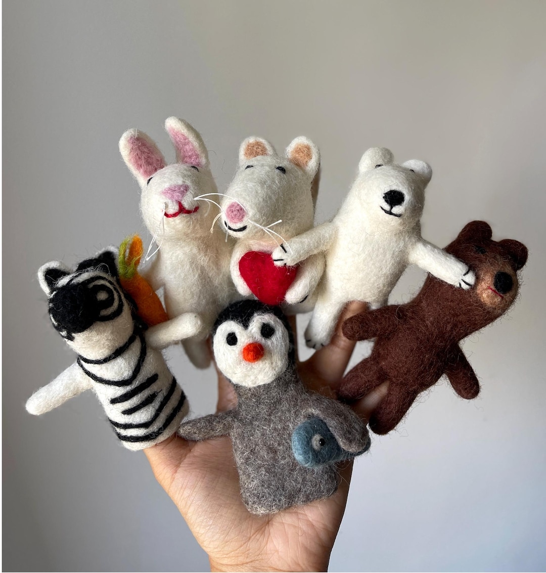Handmade Felted Finger Puppets: New Zealand Wool Animal Set - Etsy