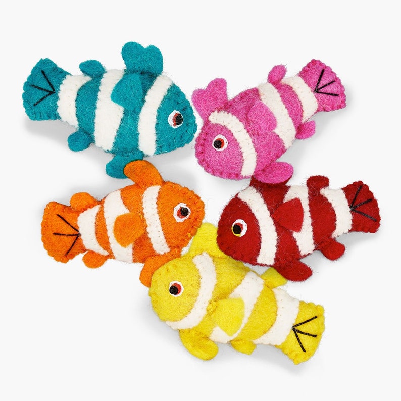 5 Piece Felted Fish Toy for Small Pets or Cats Handmade Using - Etsy